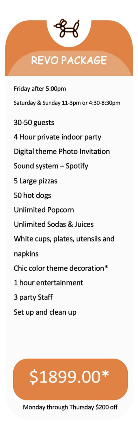 Party Packages Miami, FL | Kids Party Place Doral, FL