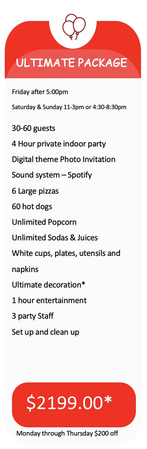 Party Packages Miami, FL | Kids Party Place Doral, FL